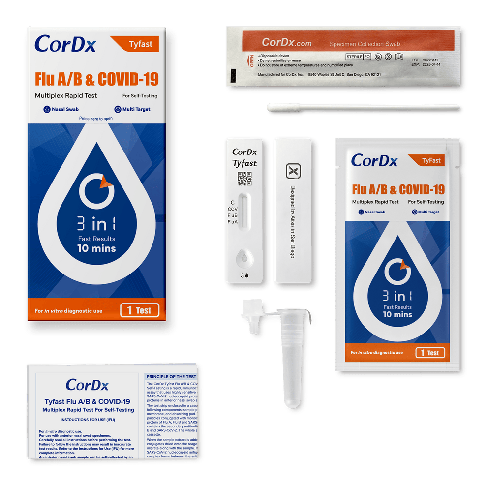 3-in-1 Flu A/B & COVID-19 Rapid Test Kit | Fast Results in Minutes – CorDx